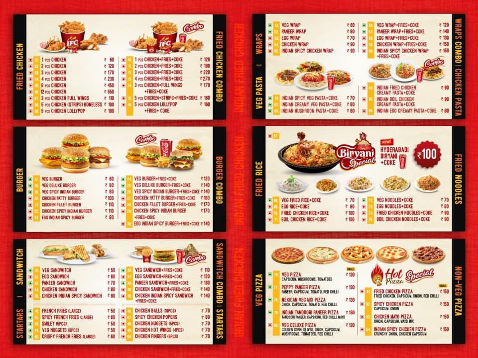 Menu at IFC. Indian Fried Chicken, Pudukkottai