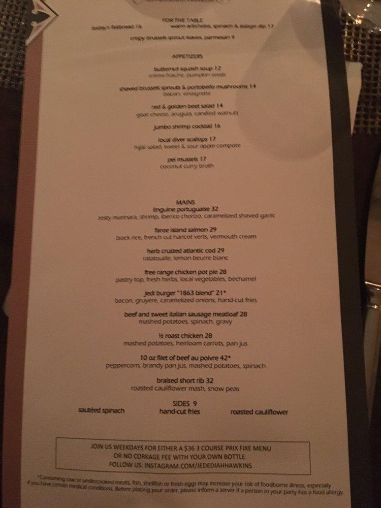 Menu at Jedediah Hawkins Inn restaurant, Jamesport