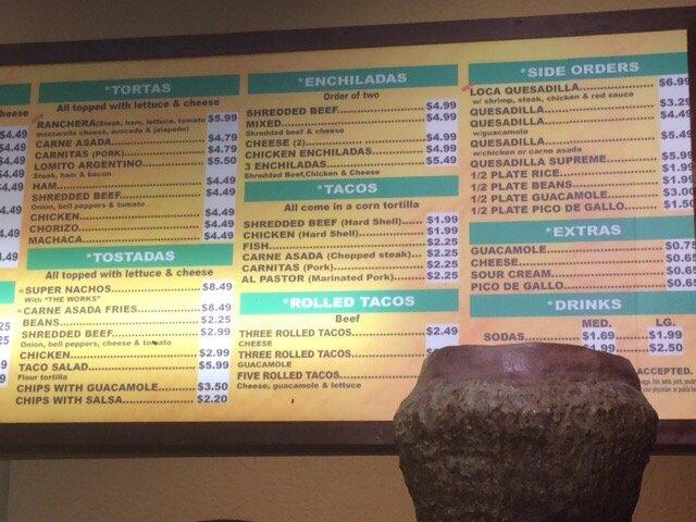 Menu at Los Betos restaurant, Boise, W State St