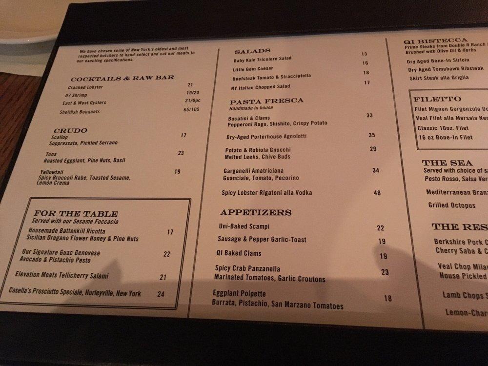 Menu at Quality Italian pub & bar, West New York