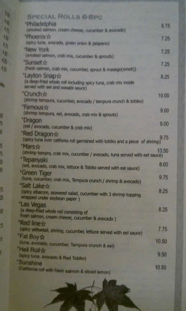 Menu at Tepanyaki Japanese Steakhouse & Sushi Bar, Clearfield