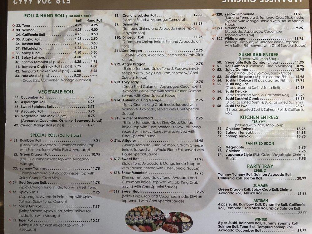 Menu at Blessings Eatery restaurant, Brantford