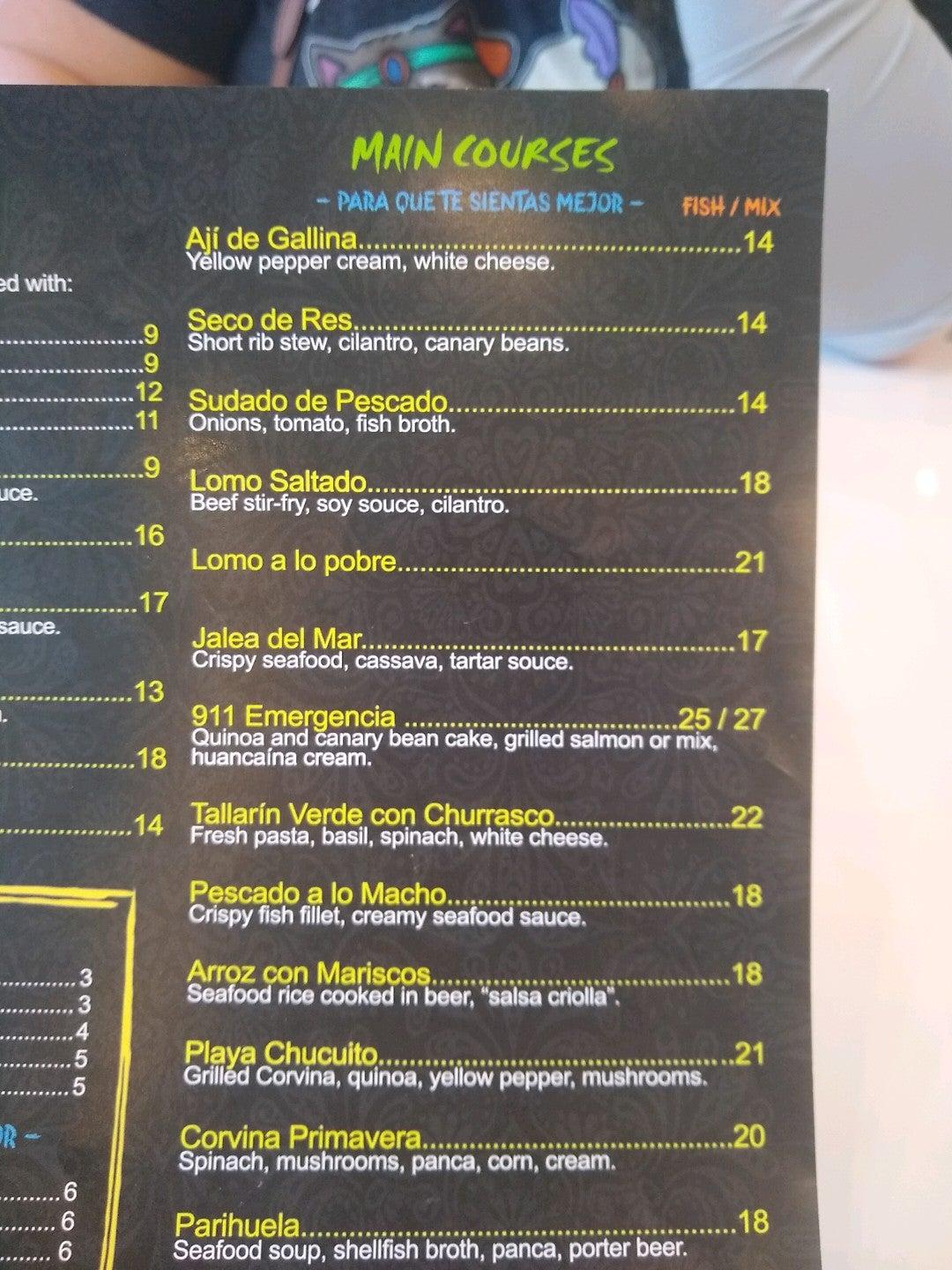 Menu at Dr. Limon Ceviche Bar - Hallandale Beach, Hallandale Beach