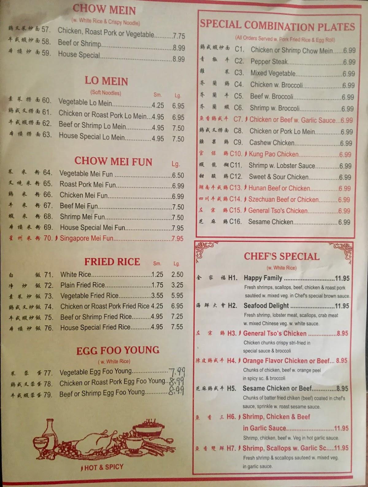 Menu at Grand Buffet restaurant, Wharton