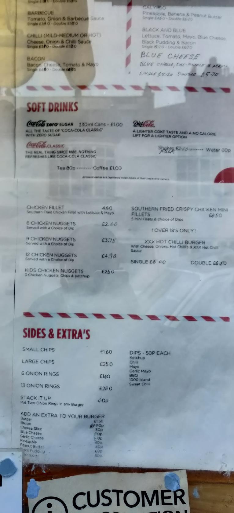 Menu at Burger Off restaurant, Brighton, The New Oak