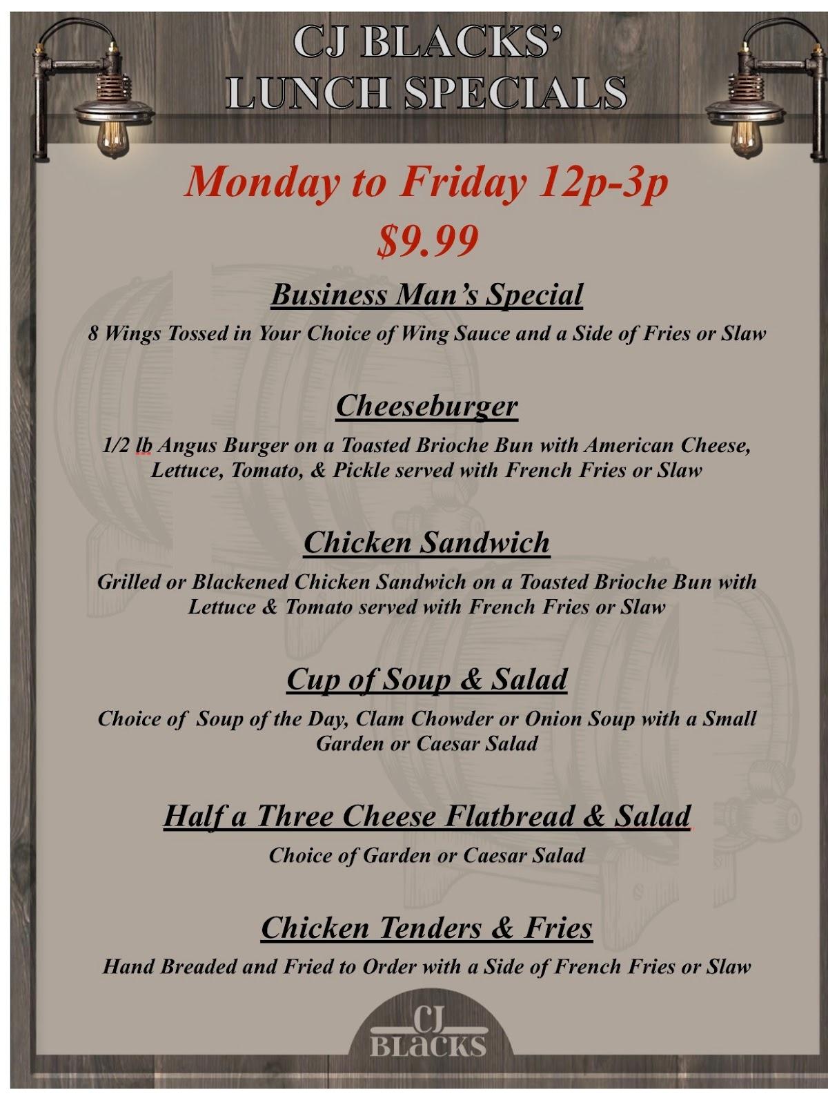Menu at CJ Blacks Restaurant & Bar, Davie