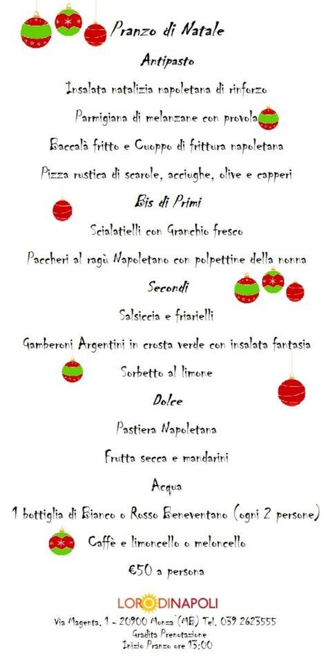 Menu da Loro di Napoli ristorante, Monza