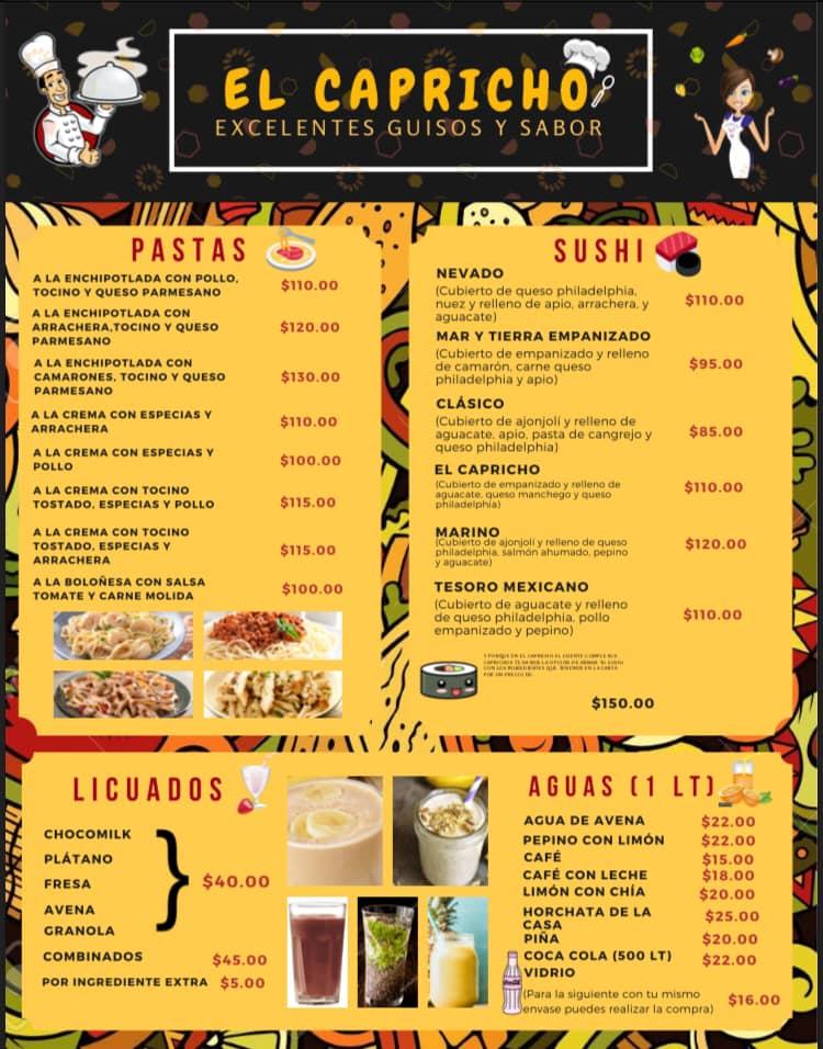 Menu at El Capricho Bonfileño fast food, Alfredo V. Bonfil