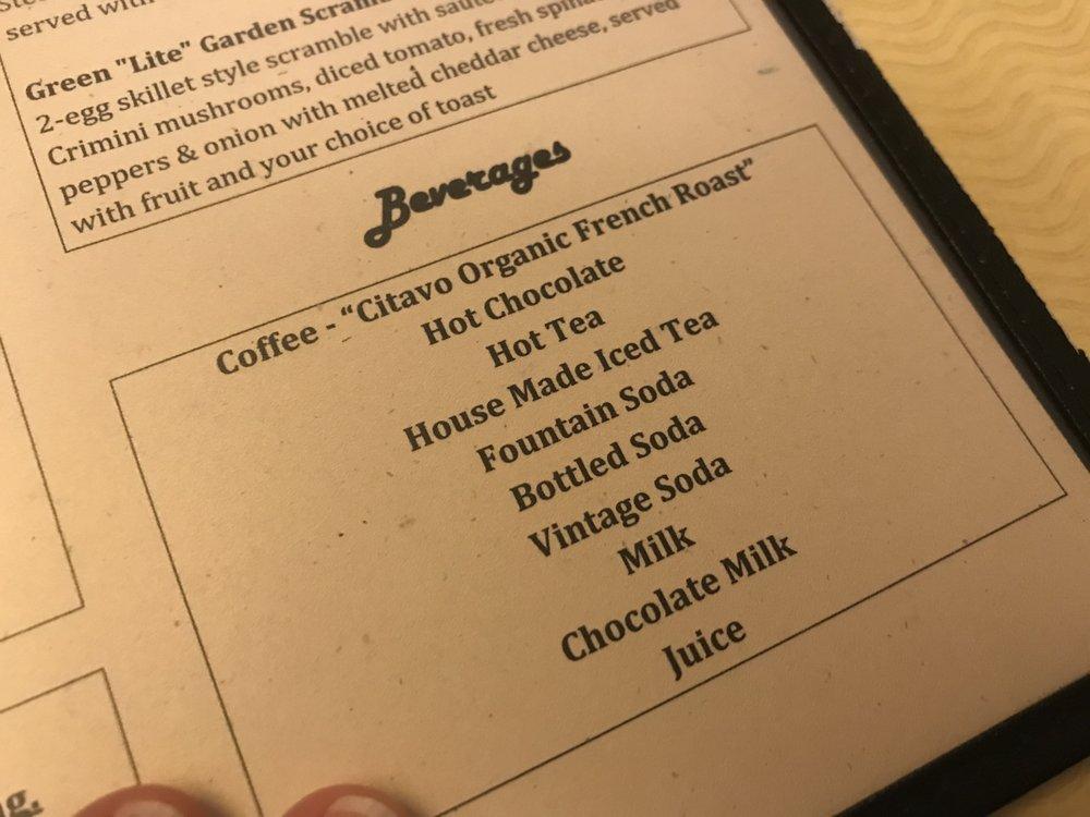 Menu at Green Light Diner restaurant, Poulsbo