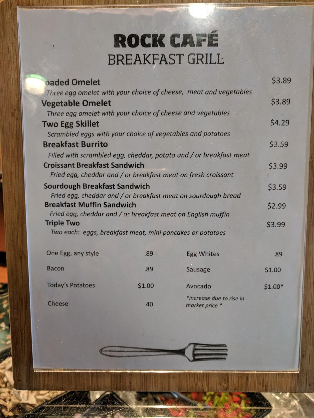 Menu at Oracle Cafe, Rocklin