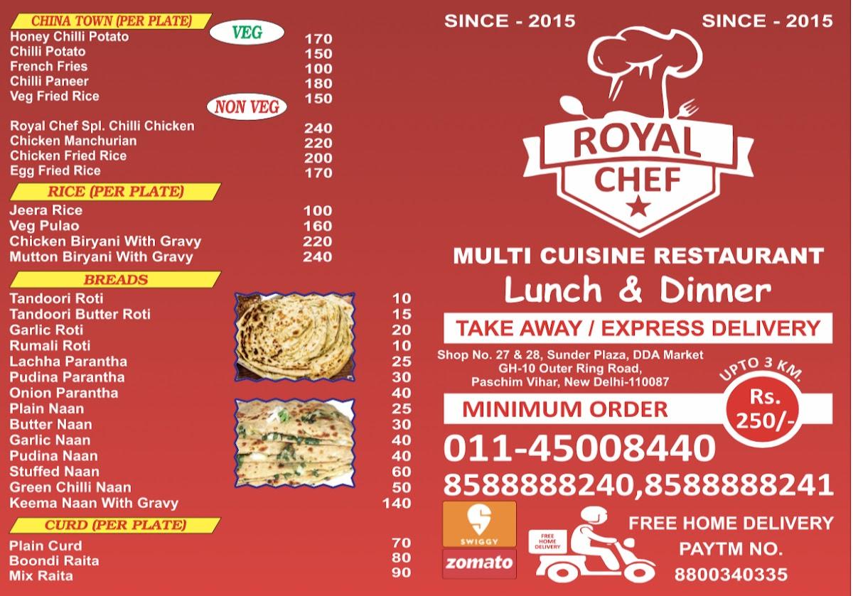 Menu at Royal Chef, Delhi, M37R+QMH