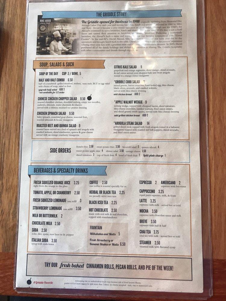 Menu at The Griddle desserts, Winnemucca