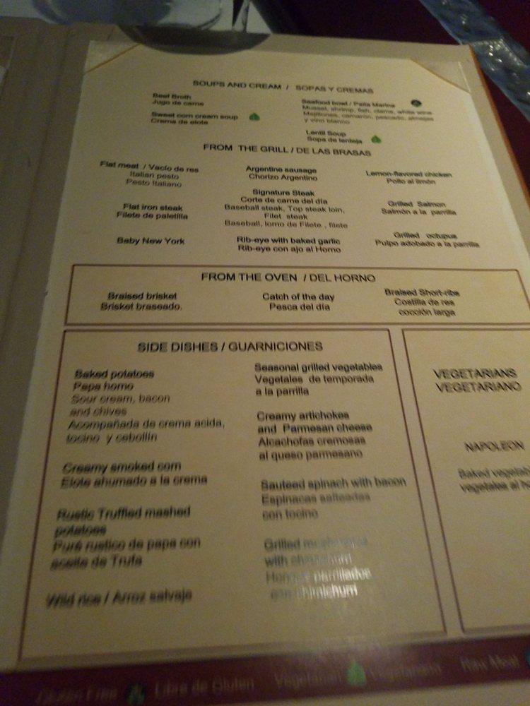 Menu at Bluewater Grill steakhouse, Cancún, Blvd. Kukulcan Km. 14.5