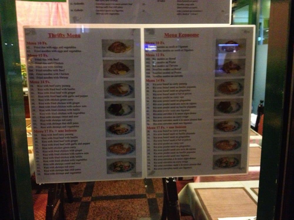 Menu at Thai Boky (cash only), Geneva, Rue de Lausanne 20