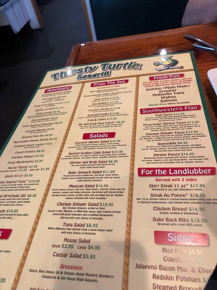 Menu at Thirsty Turtle Seagrill restaurant, Port St. Lucie