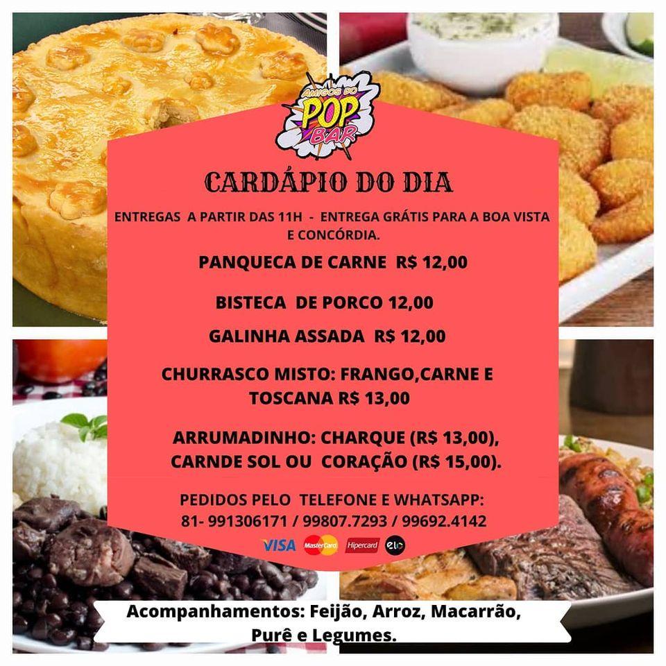 Menu at Pop House Bar, Recife