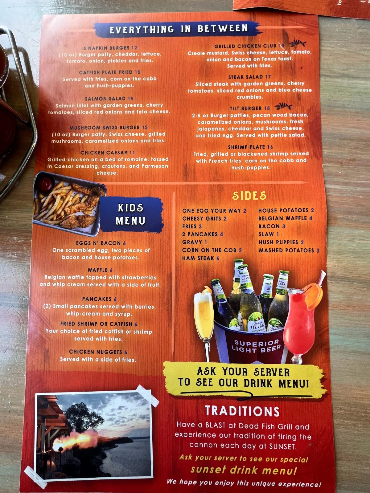 Menu at Dead Fish Grill restaurant, Belton