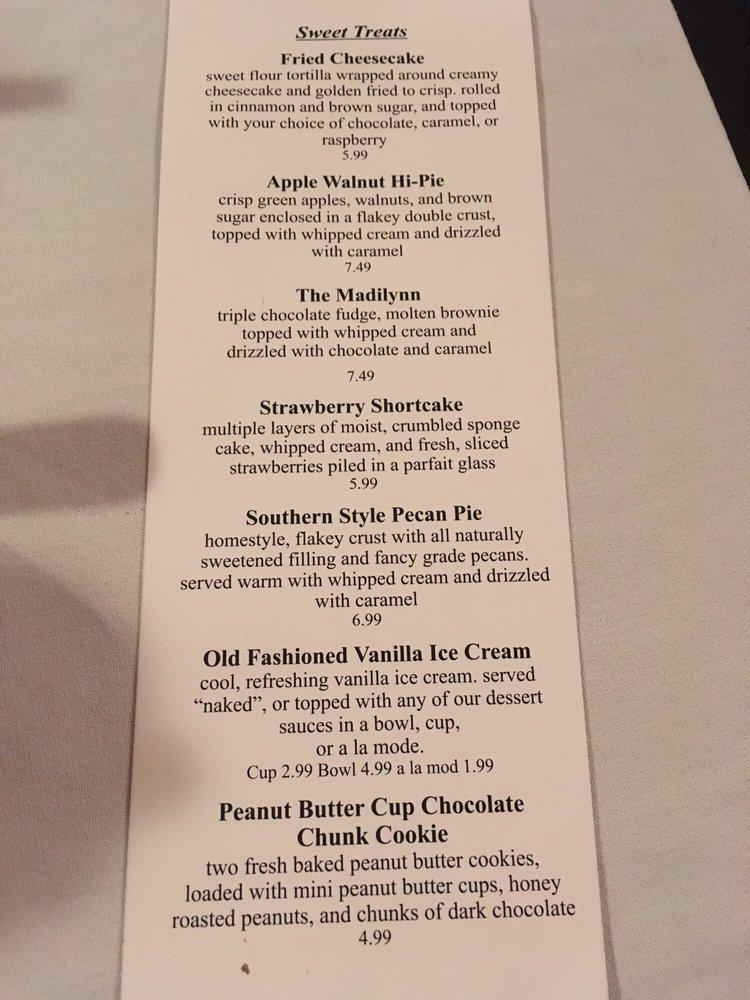 Menu at Opera House steakhouse, Martin