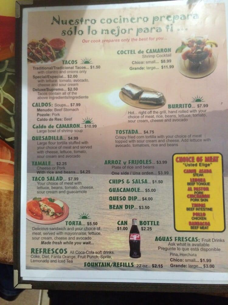 Menu at San Marcos Restaurant, Toledo