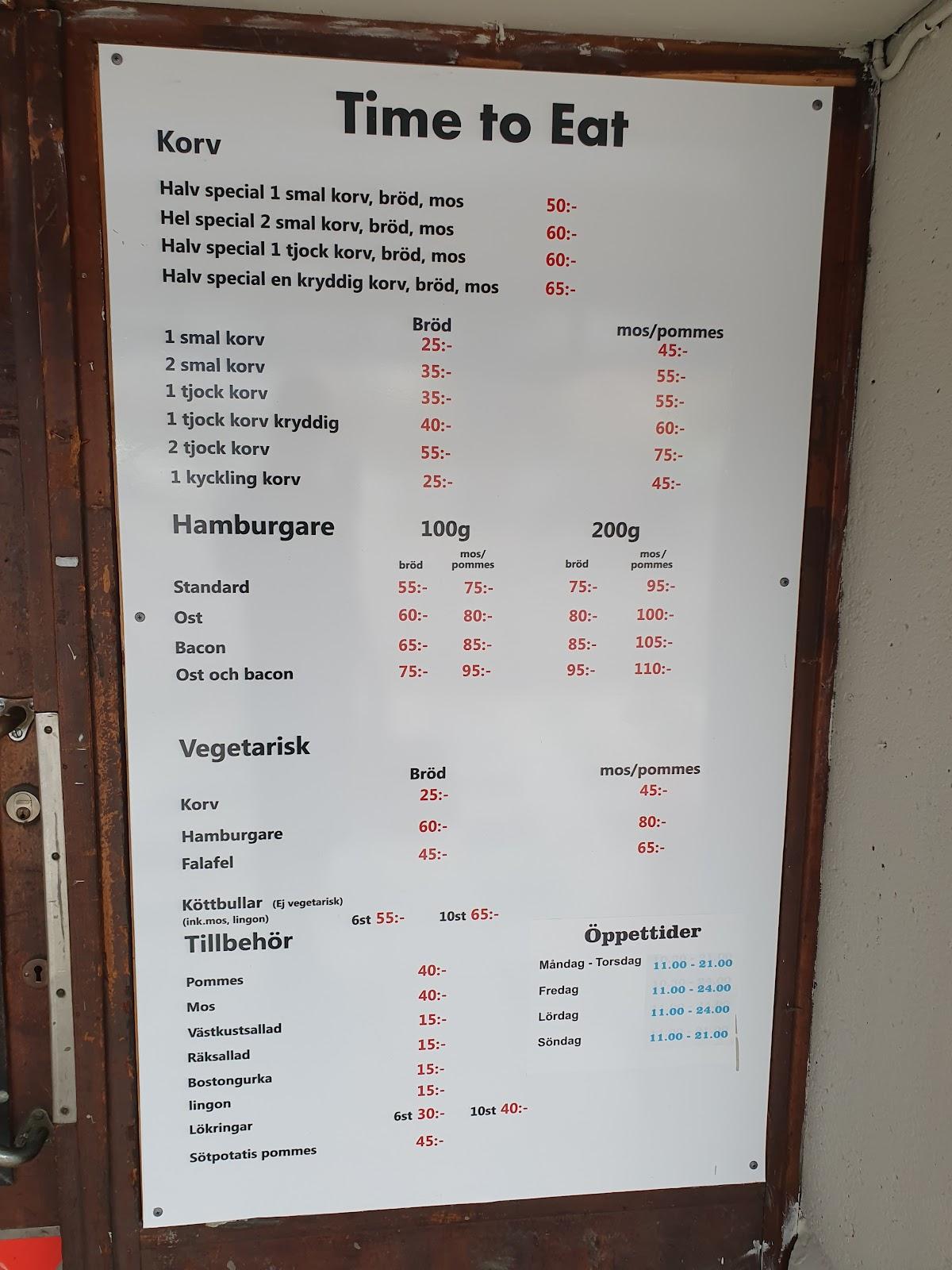 Menu at Time to eat restaurant, Gothenburg