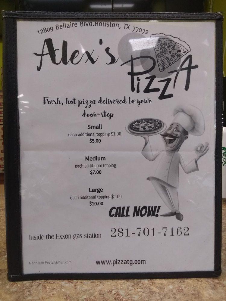 Menu at Alex's Pizza pizzeria, Houston