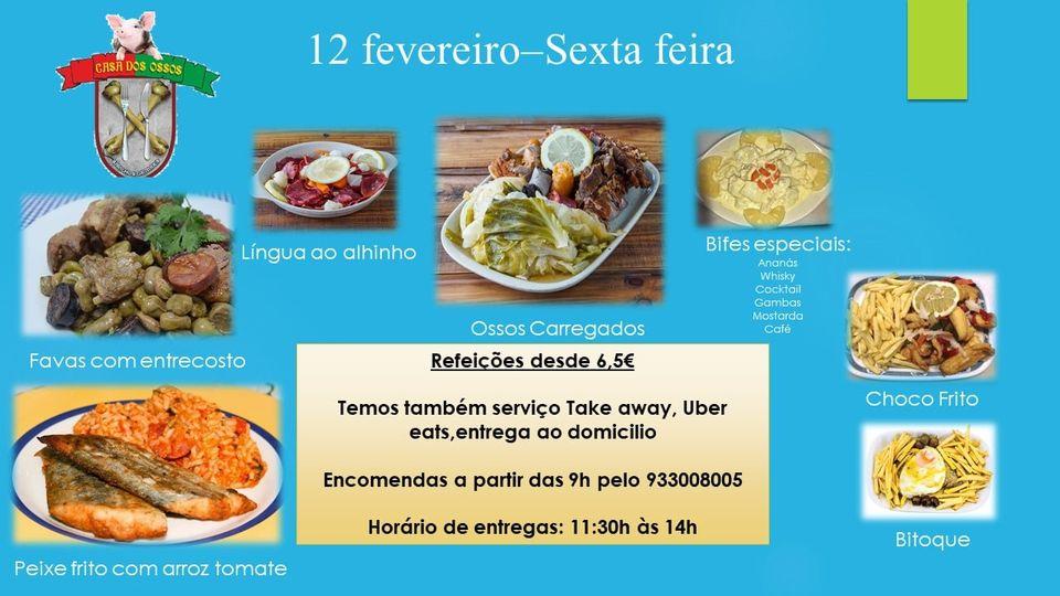 Menu at Casa Dos Ossos restaurant, Sarilhos Grandes