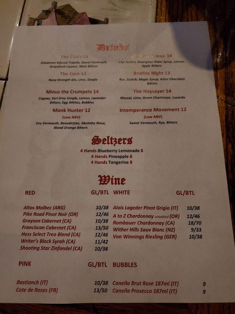 Menu at Fox & Hounds Tavern pub & bar, Clayton