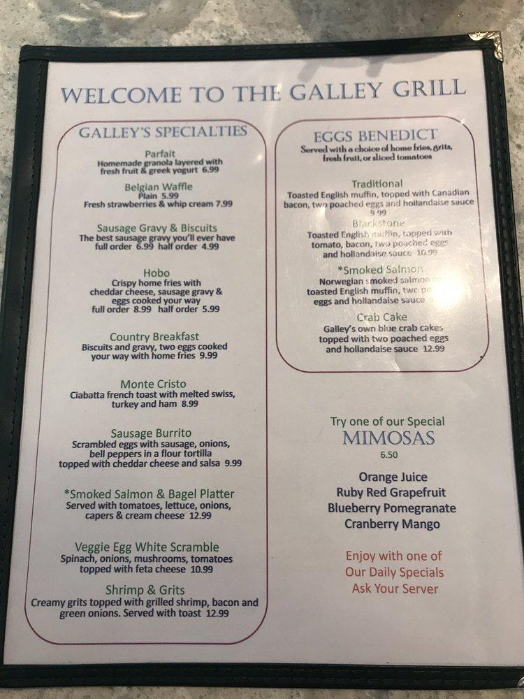 Menu at Galley Grill cafe, Summerland Key, Overseas Hwy