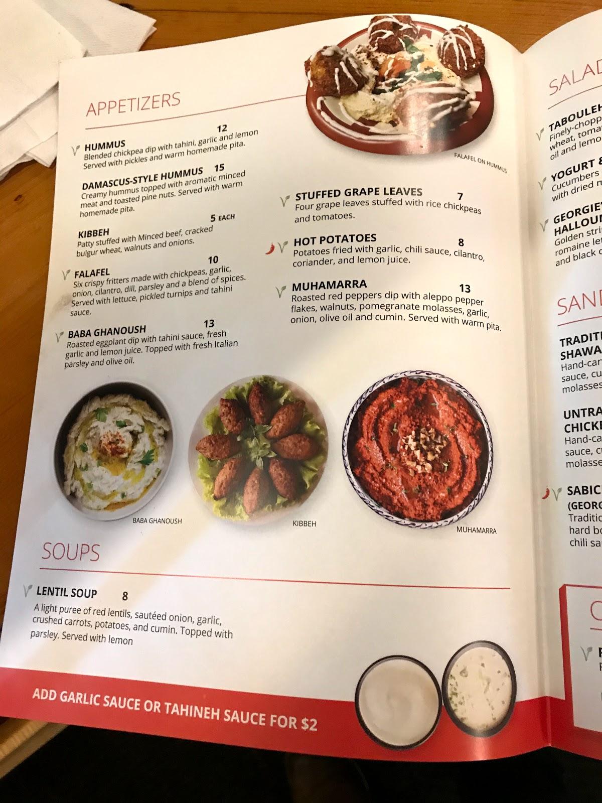 Menu at Georgies Shawarma restaurant, Sault Ste. Marie