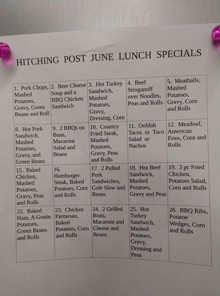 Menu at Hitching Post pub & bar, Arvilla