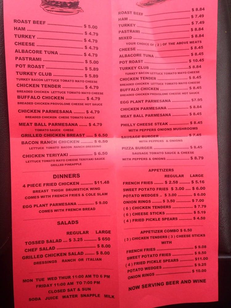 Menu at Red & White Cafe, Ithaca