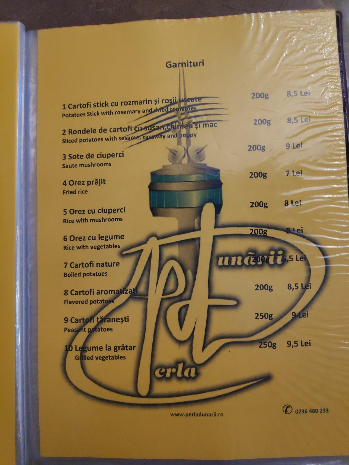 Menu at Restaurant Perla Dunarii, Galați