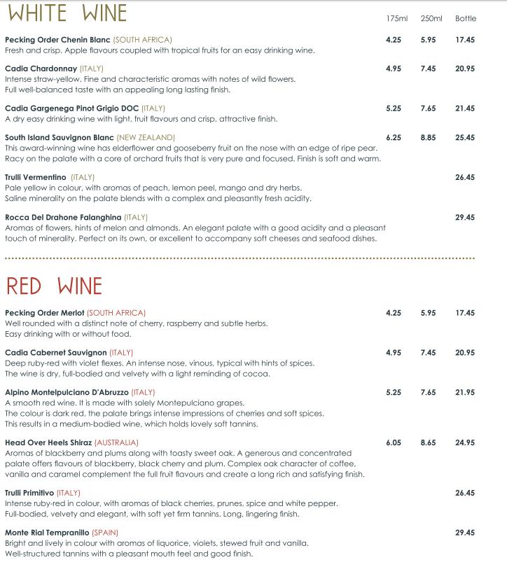Menu at Terrazza at Ribby Hall Village restaurant, Ribby-with-Wrea