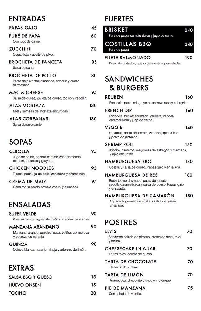 Menu at The Backyard BBQ, Mexico City, Acapulco 51