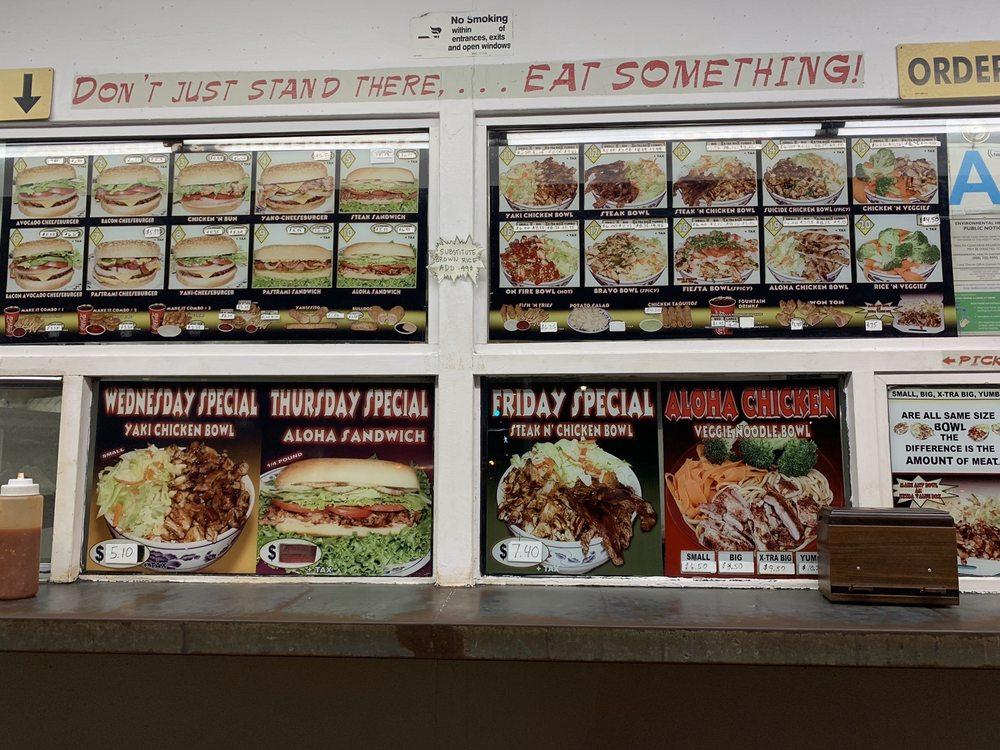 Menu at Yaki's the Original Teriyaki restaurant, Burbank