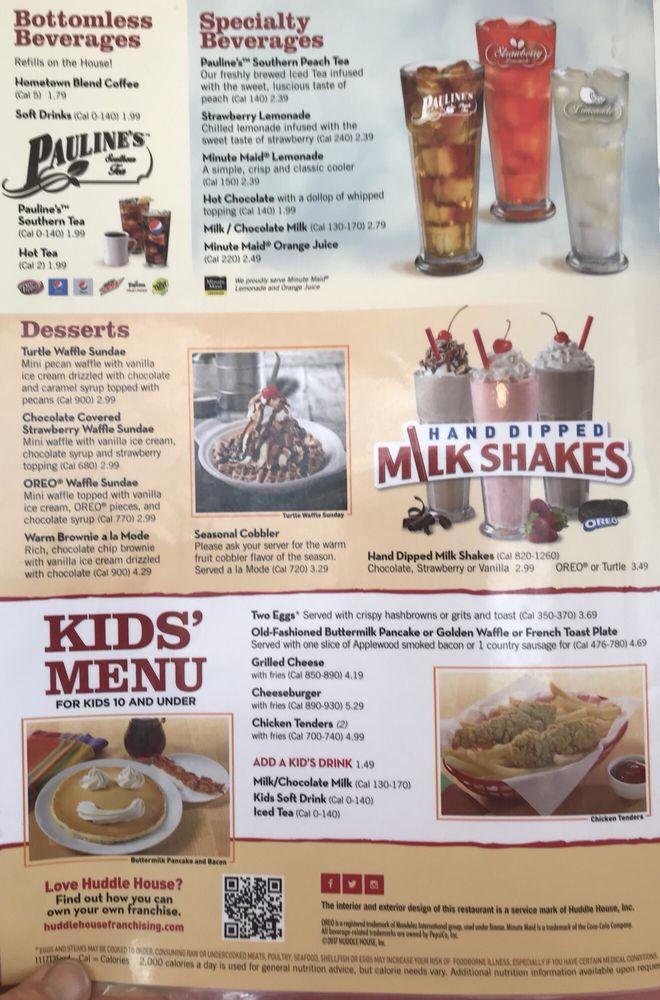Menu at Huddle House restaurant, Harrodsburg