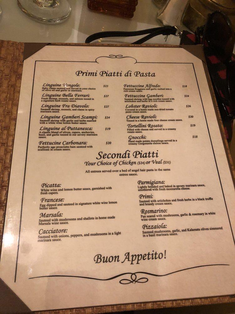 Menu at Primi Piatti pub & bar, Jacksonville