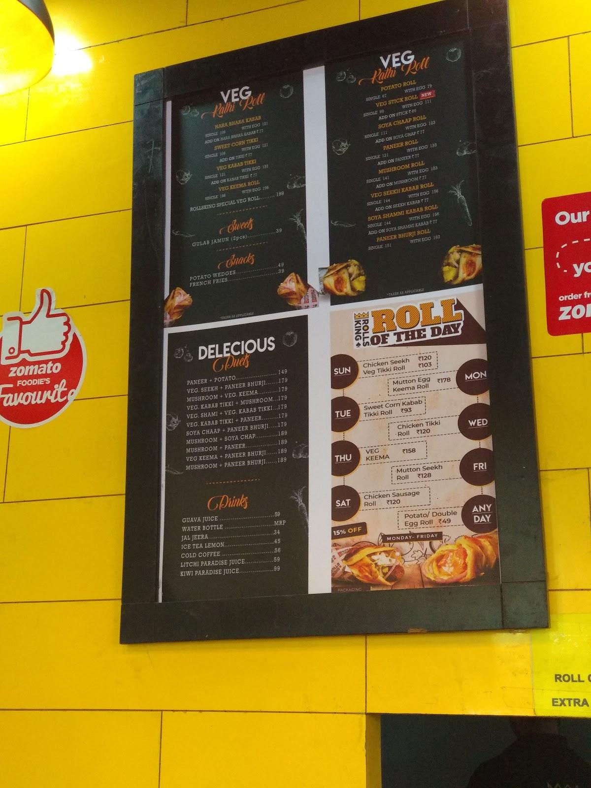 Menu at Rolls king, Greater Noida, GF -07 NQI PLAZA ALPHA-1