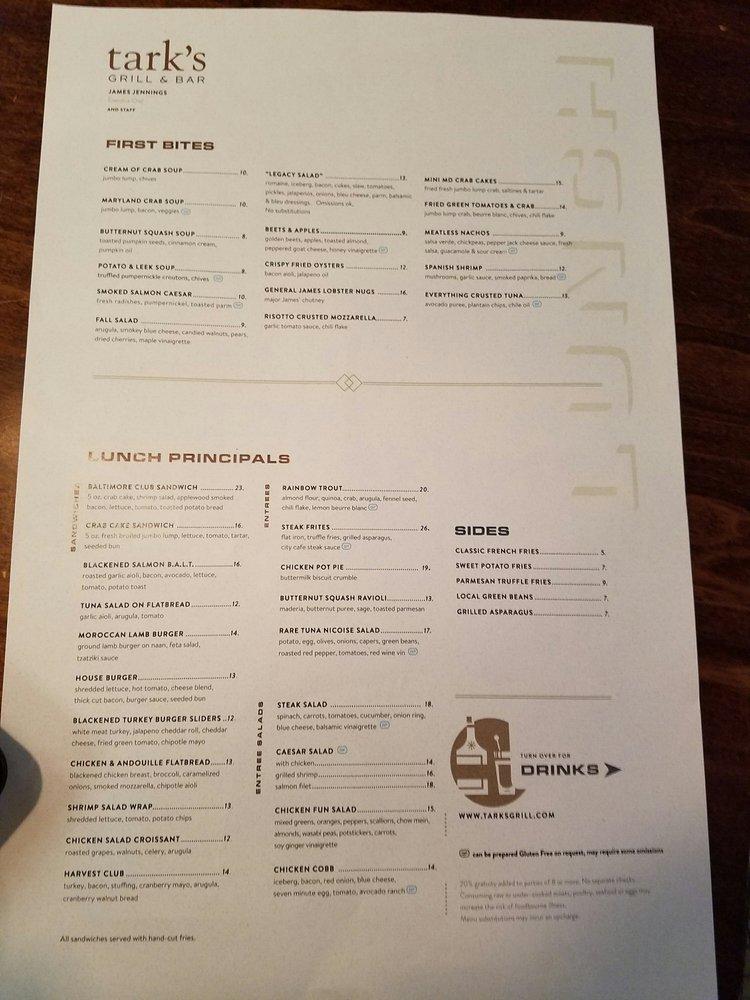 Menu at Tark's Grill pub & bar, Lutherville-Timonium