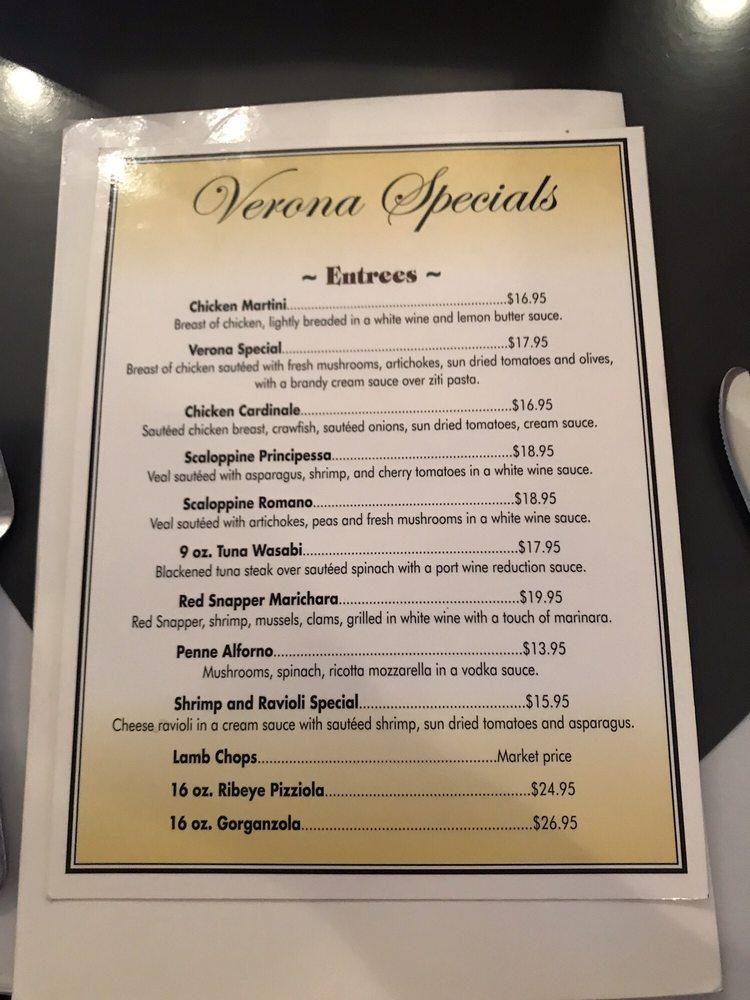Menu at Verona Italian Restaurante, Alexandria