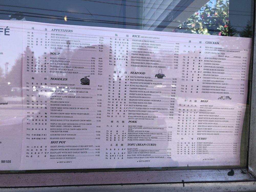 Menu at Yummy Cafe, Seattle