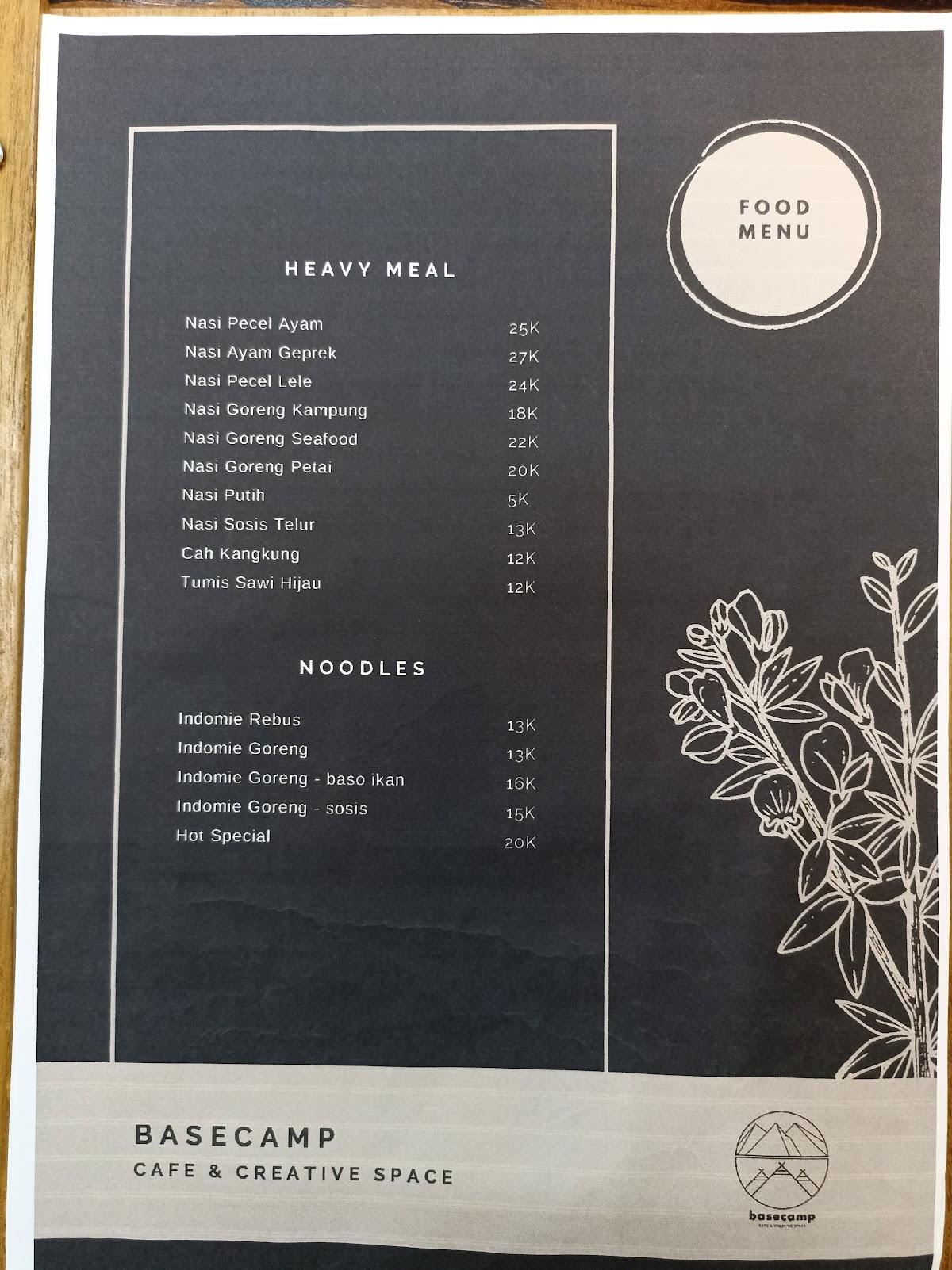 Menu at BaseCamp Cafe, Batam