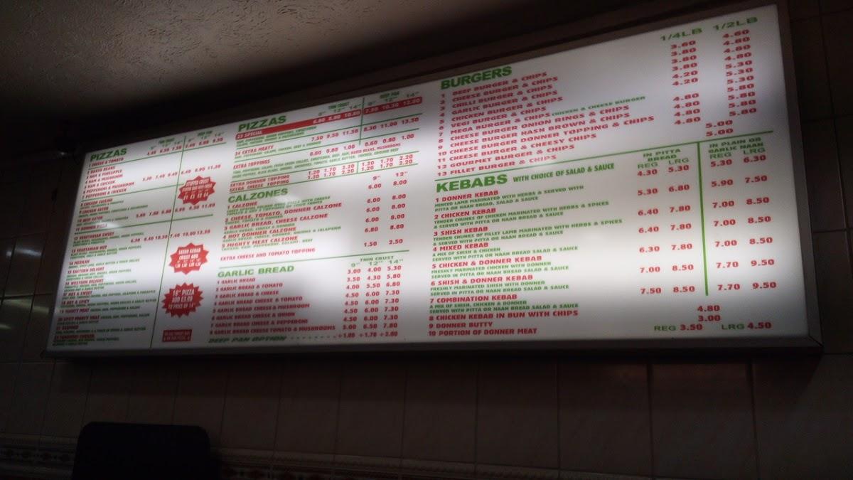 Menu at Pizza Tops pizzeria, Clitheroe