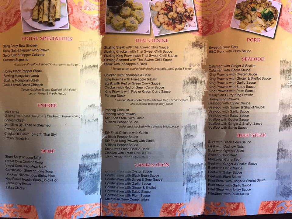 Menu at The Asian Cuisine restaurant Bermagui NSW, Bermagui