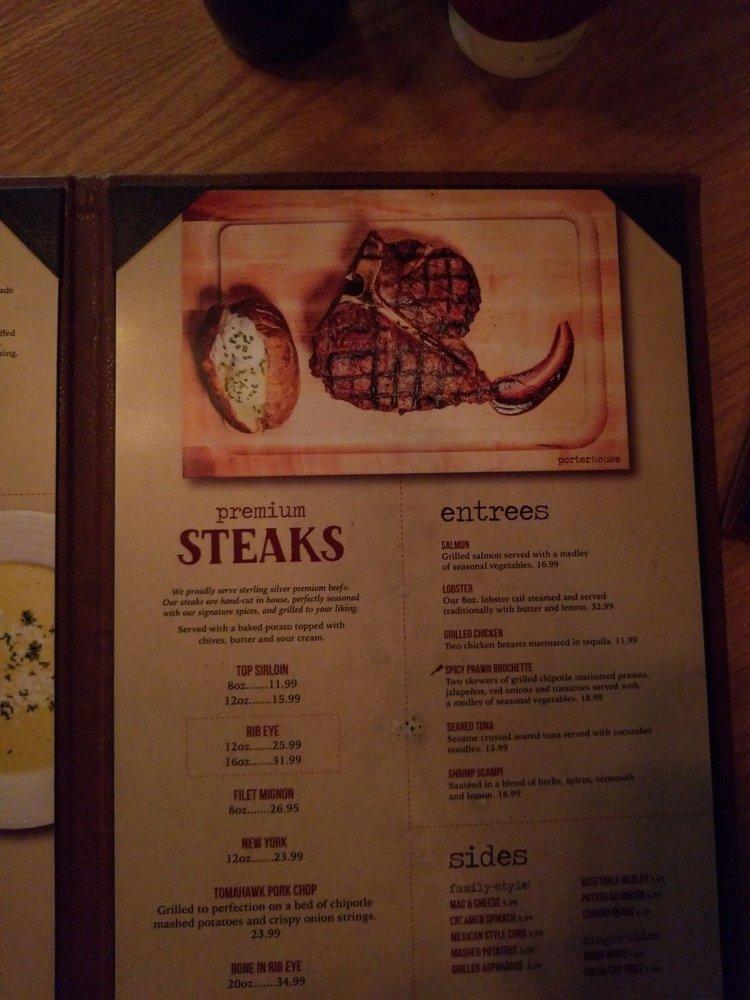 Menu at West Texas Chophouse steakhouse, El Paso
