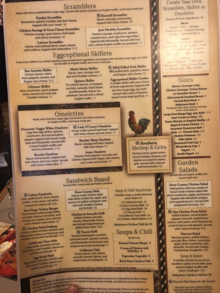 Menu at Egg Harbor Cafe, Naperville
