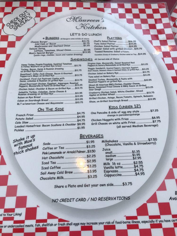 Menu at Maureen's Kitchen restaurant, Smithtown