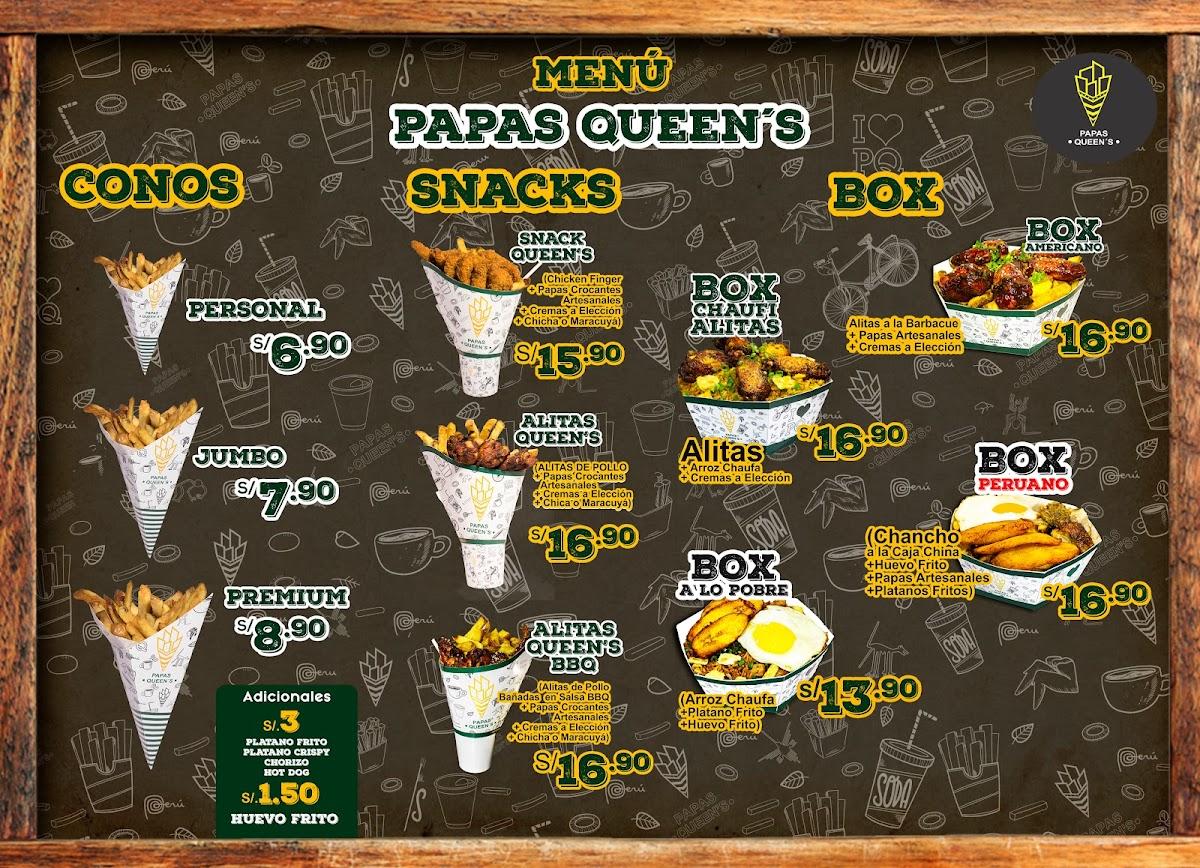 Carta del restaurante Papas Queen's, Lima, Jirón del la Unión 1077