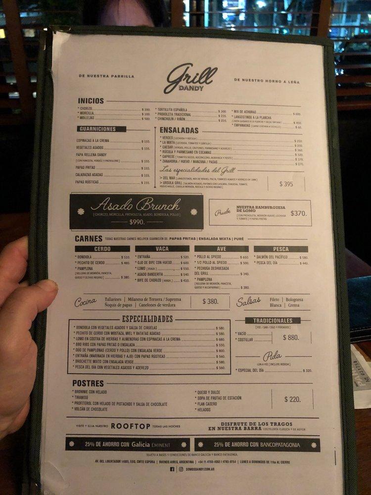 Menu at Dandy Acassuso restaurant, Acassuso