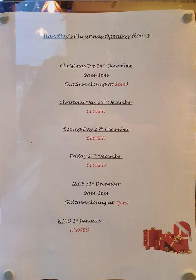 Menu at Handley's Cafe, Ashtead